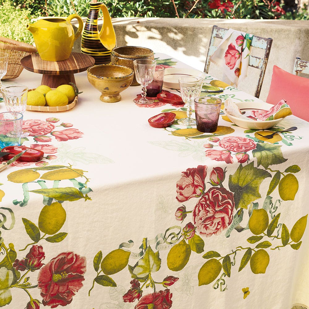 Linen tablecloth Lemons of Menton romance | Garnier Thiebaut | 3F1C – 3 ...